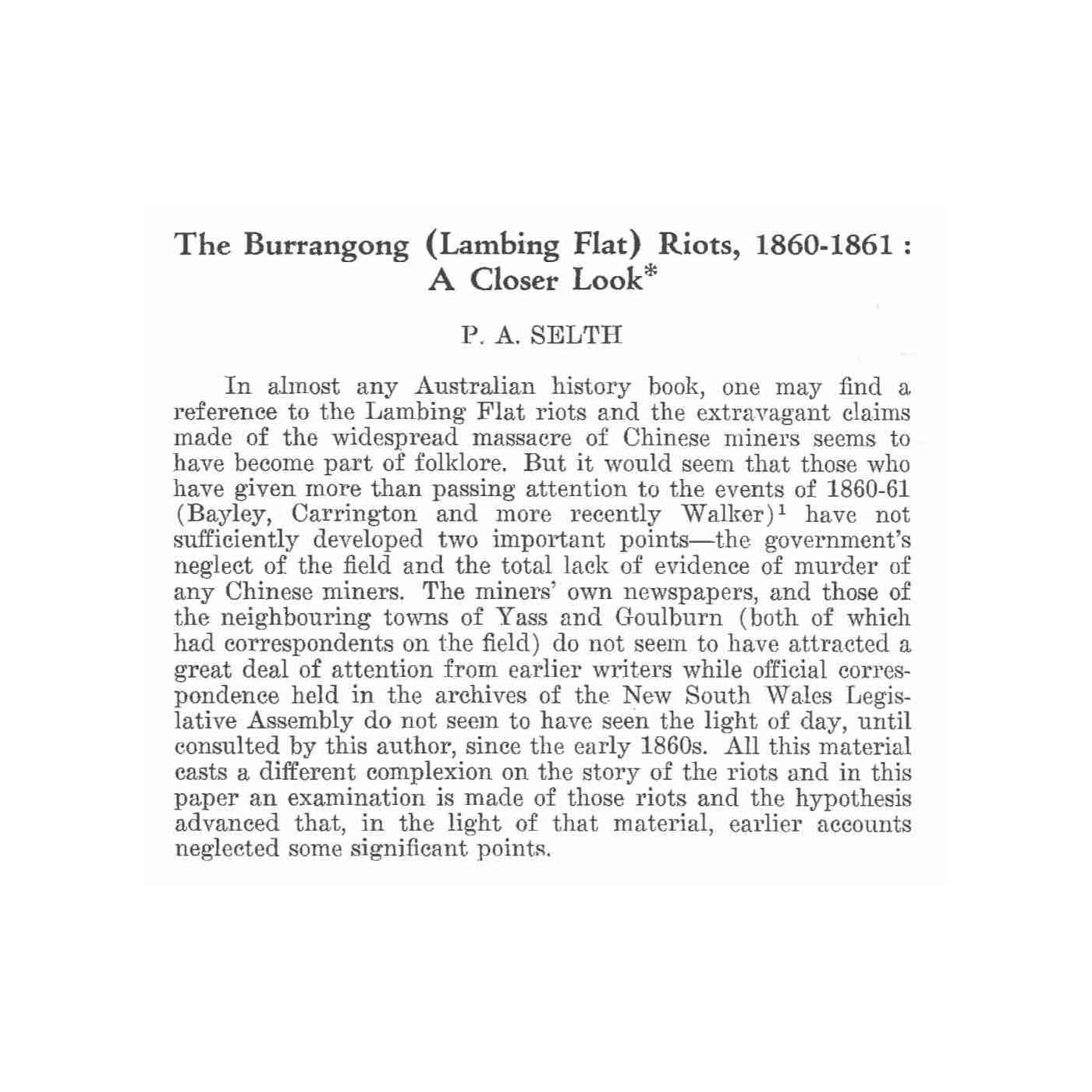 RAHS Members: The Burrangong (Lambing Flat) Riots, 1860-1861: A Closer Look